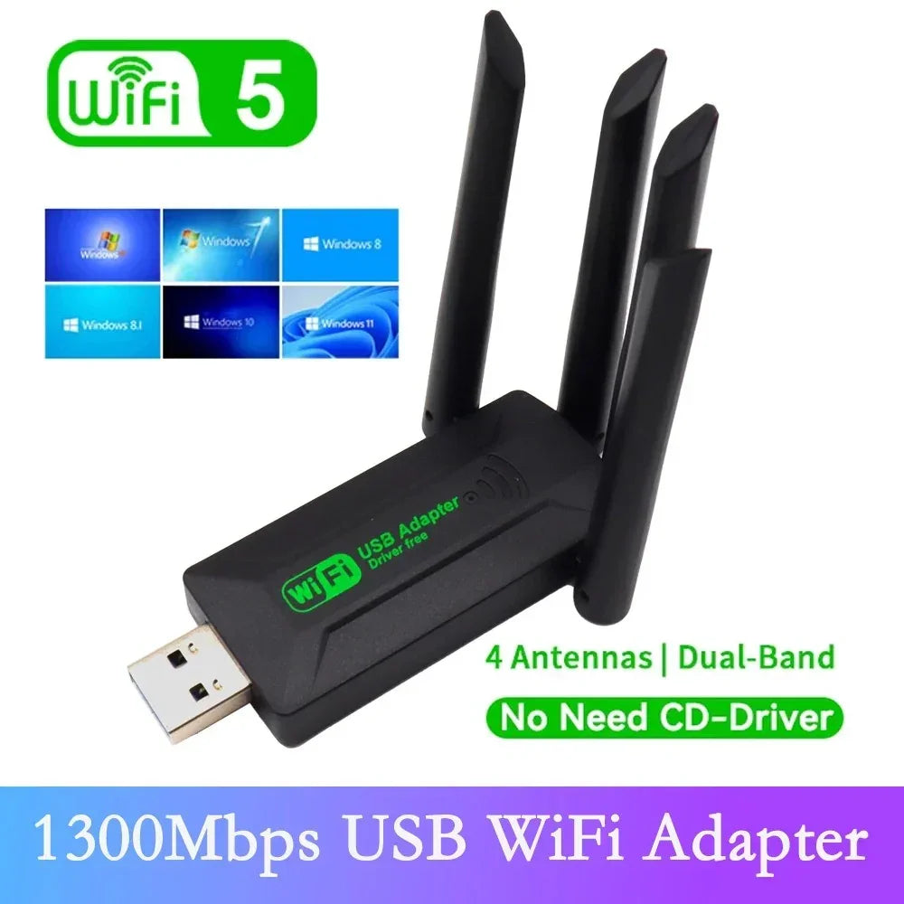 1200Mbps USB Wireless AC1200 Wlan USB3.0 Wifi Lan Adapter Dongle Dual ...