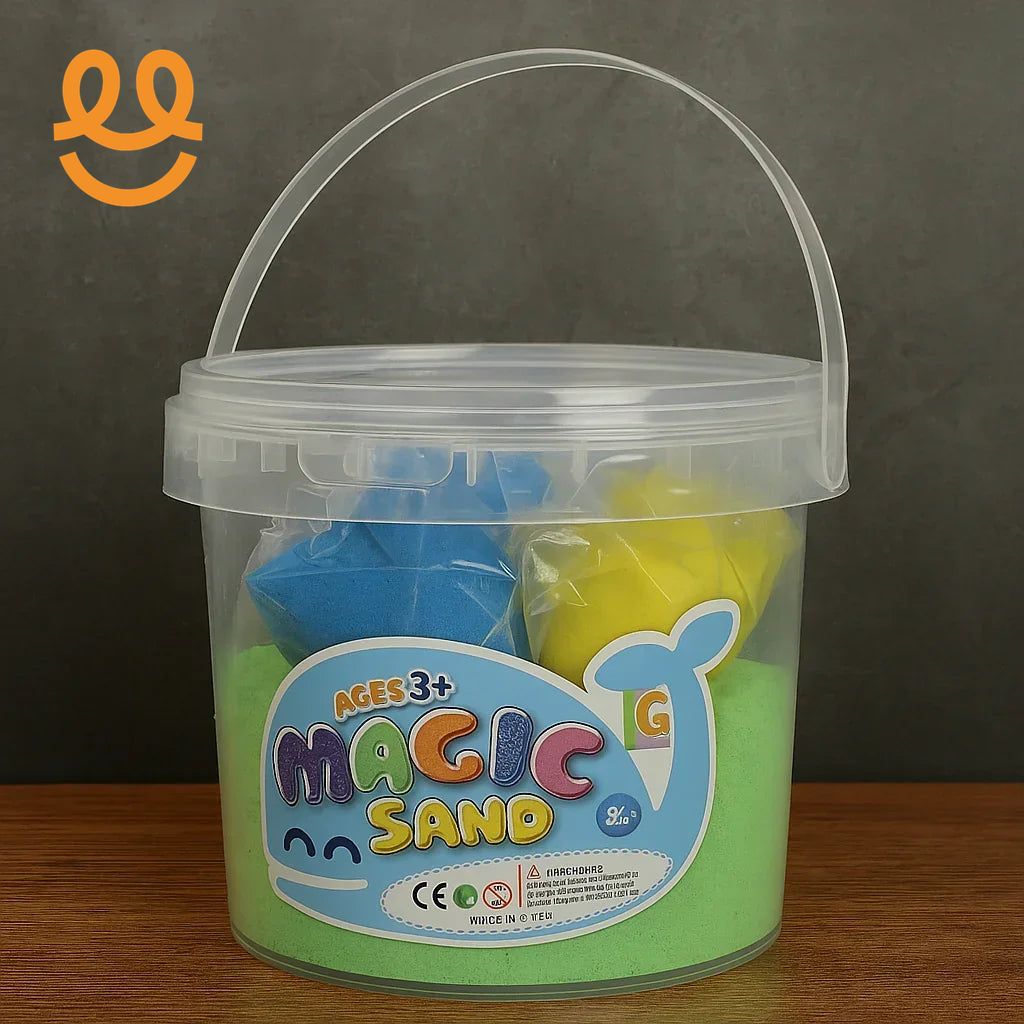 Magic Sand Play Bucket for Kids – Soft Moldable Creative Sand with Sha ...